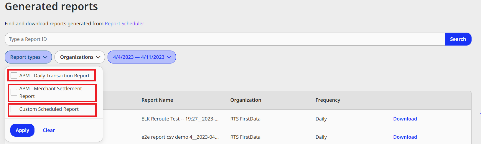 Generated Reports | Verifone Central | Verifone Developer Portal
